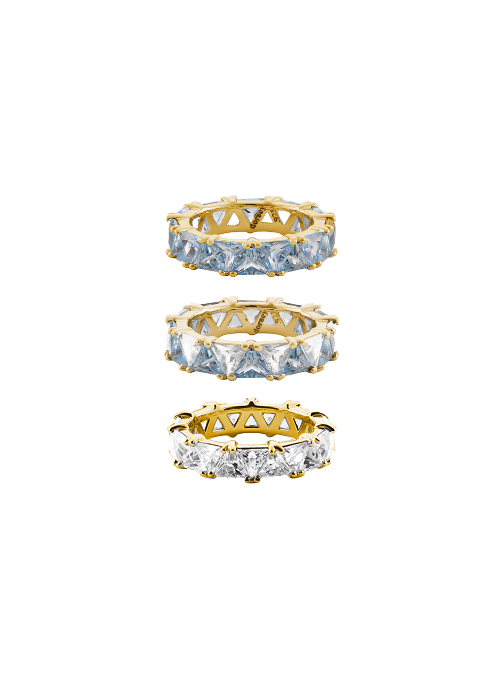 THEODORA DOUBLE TRILLION AQUA SPINEL RING STACK, GOLD – Dorsey