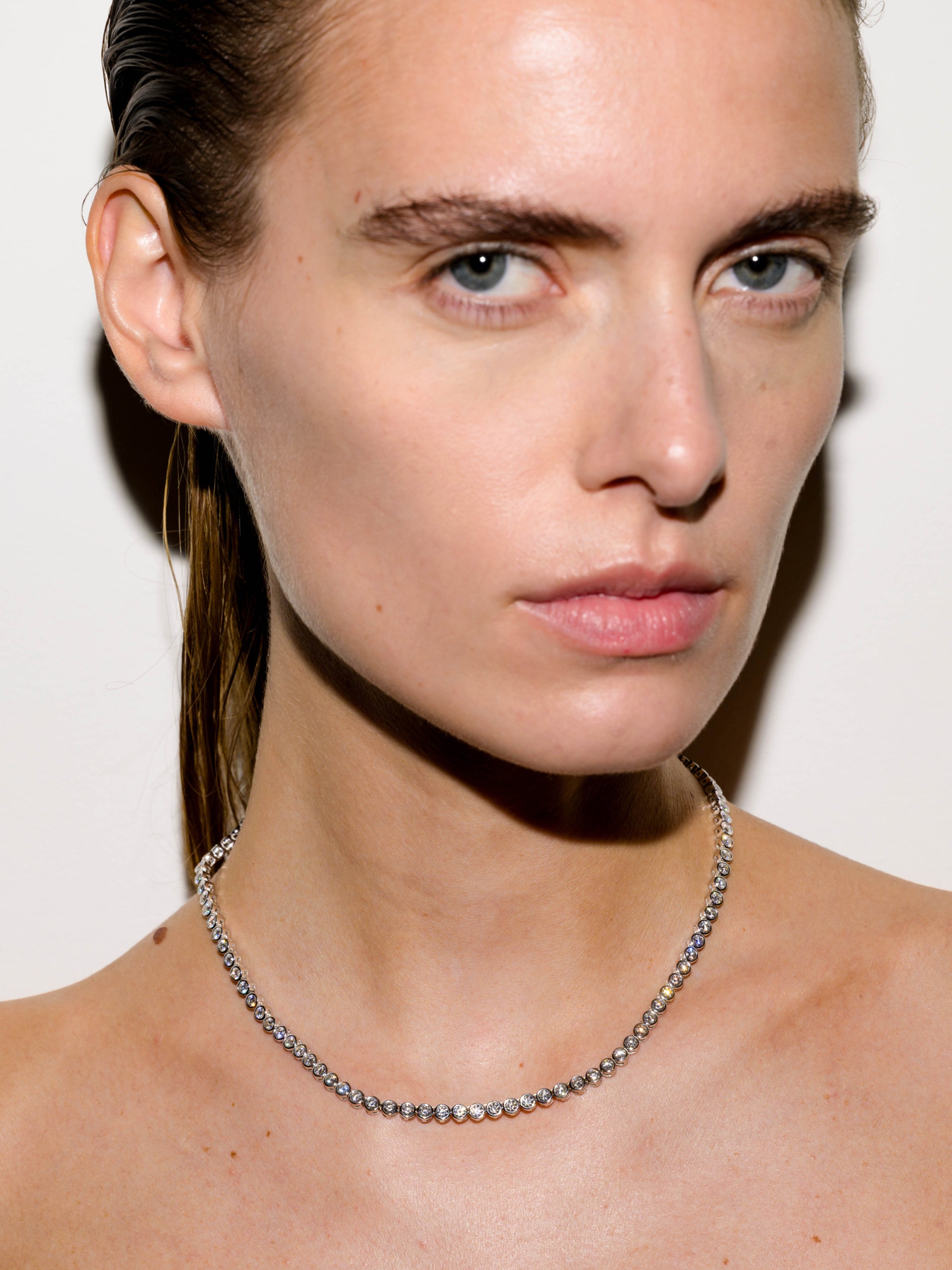 14K JAMES BEZEL RIVIÈRE NECKLACE IN LAB DIAMOND, 14K WHITE GOLD – Dorsey