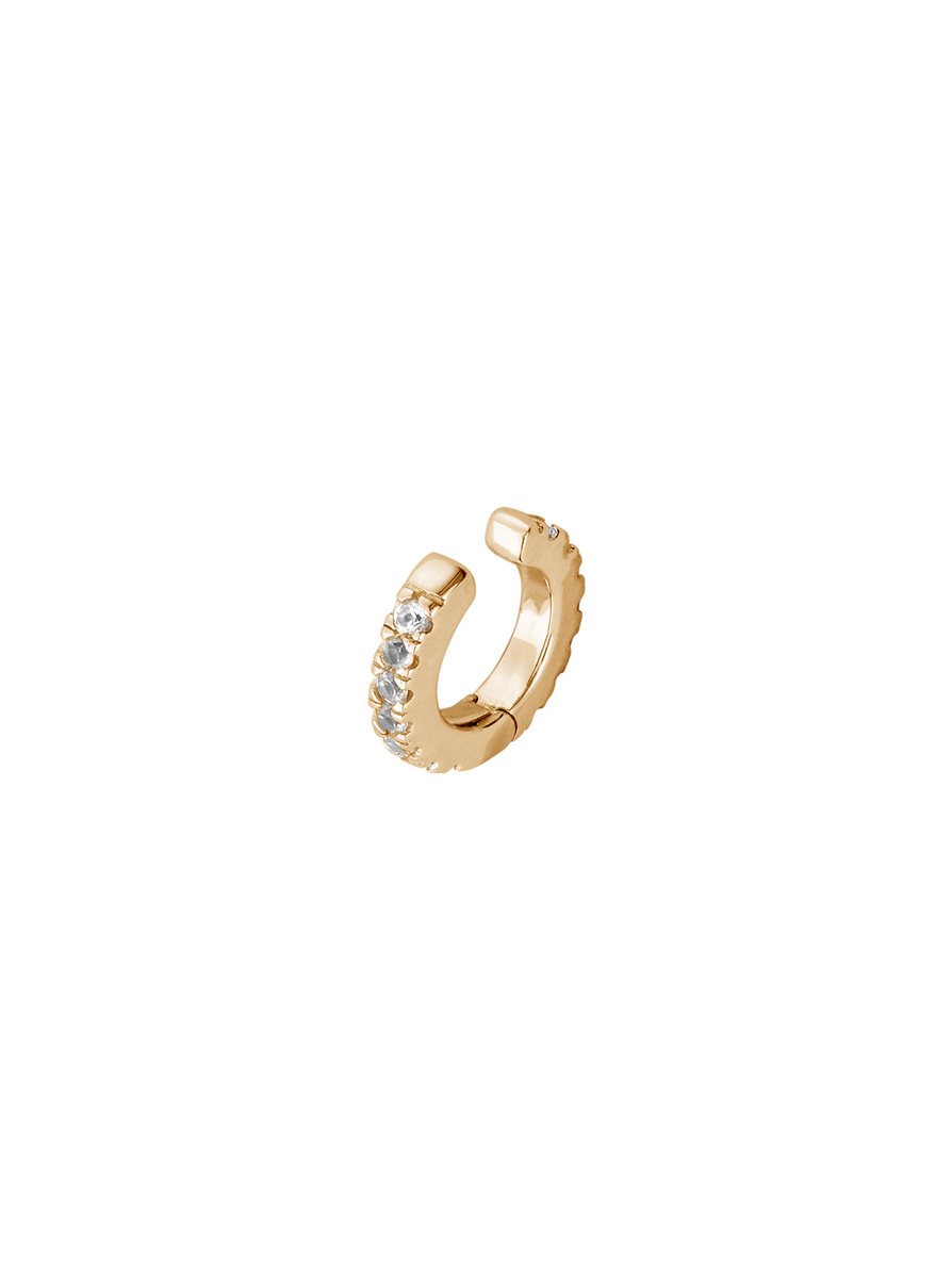 HINGED SINGLE ROW LAB-GROWN WHITE SAPPHIRE EAR CUFF, GOLD – Dorsey