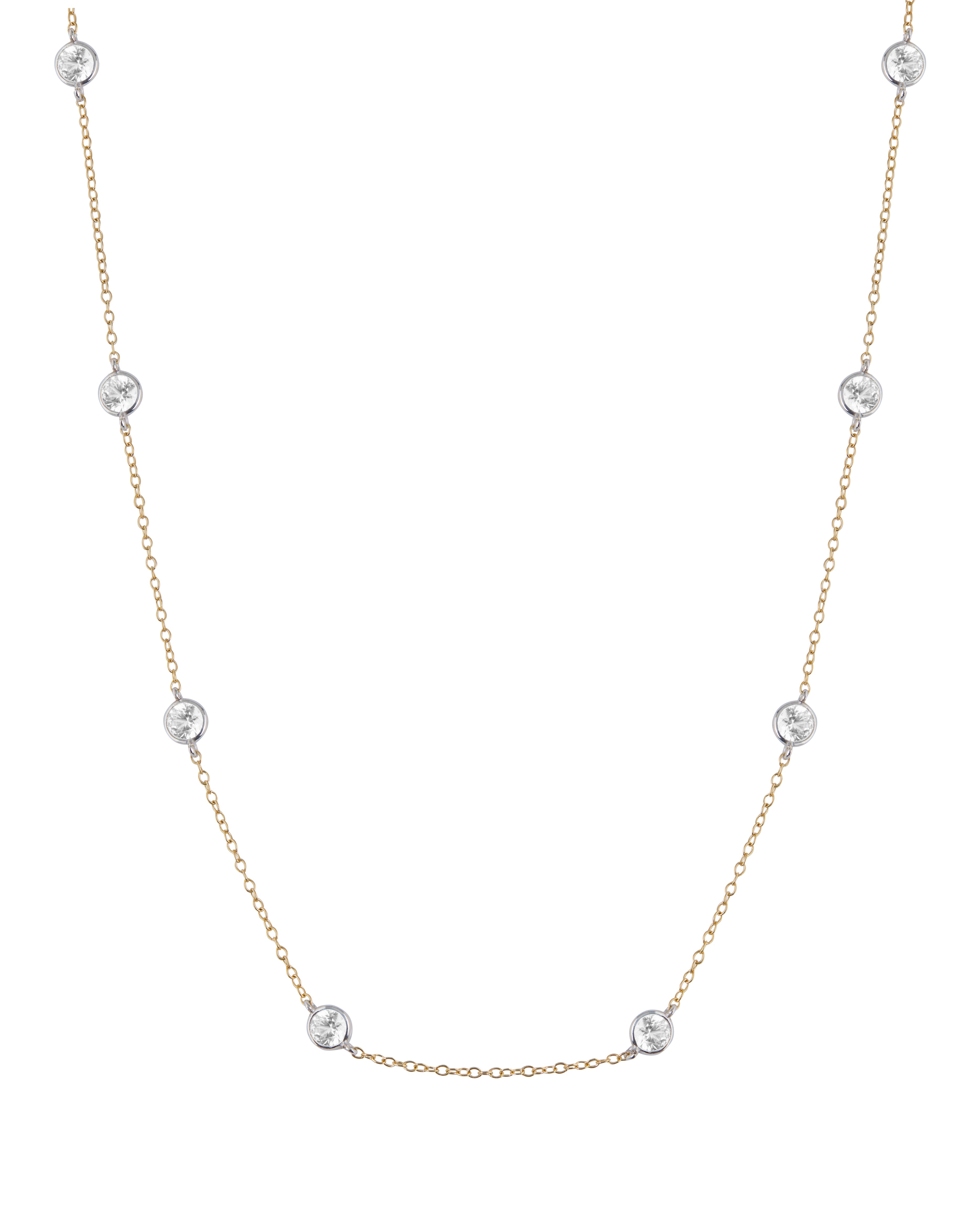 CLEMENCE, 8 STONE TWO-TONE STRAND NECKLACE, GOLD AND SILVER – Dorsey