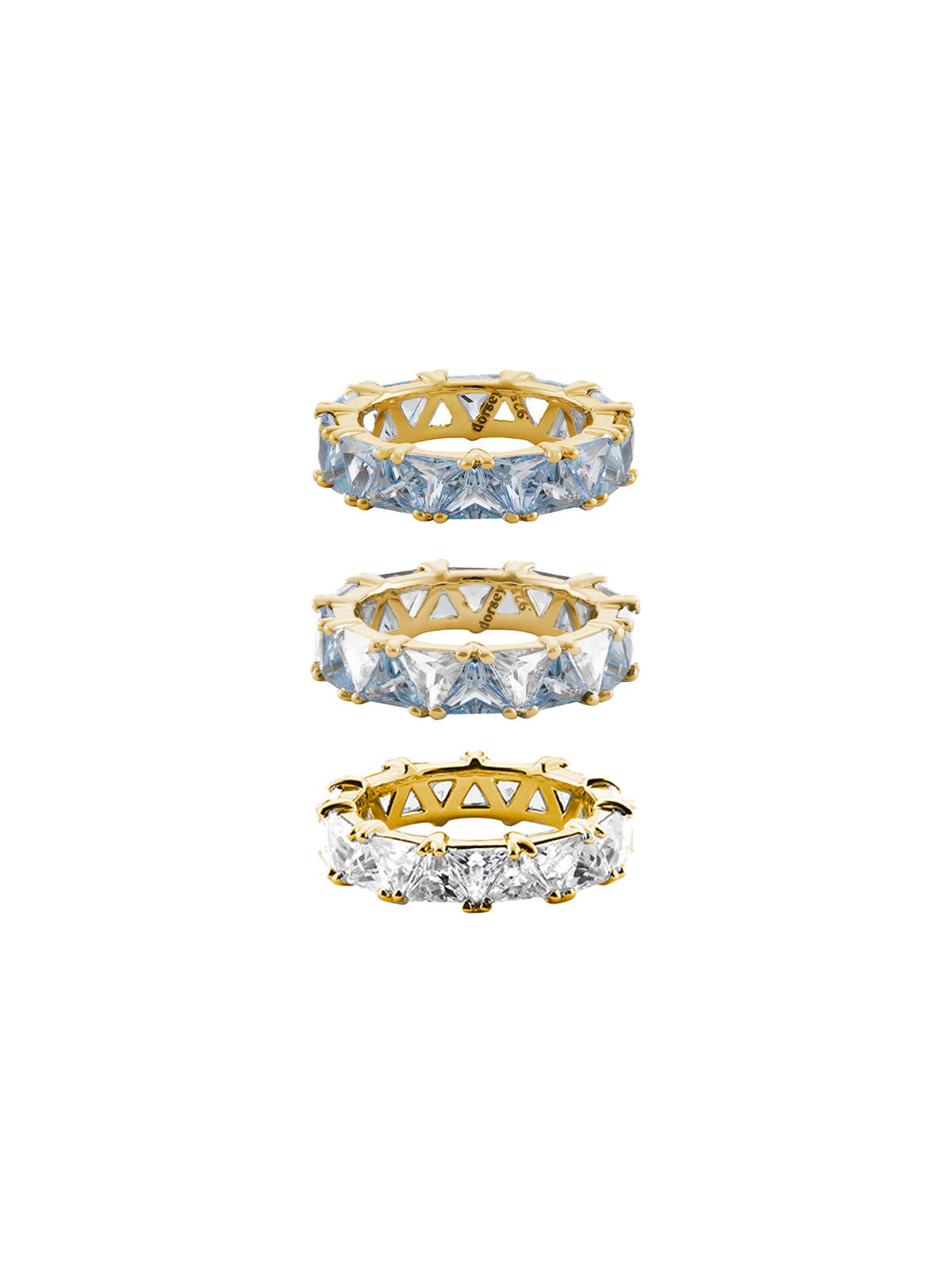 THEODORA DOUBLE TRILLION AQUA SPINEL RING STACK, GOLD – Dorsey