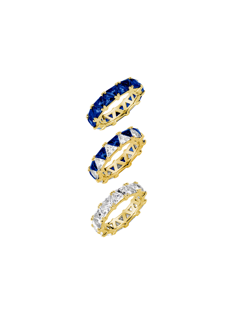 THEODORA DOUBLE TRILLION BLUE SAPPHIRE RING STACK, GOLD – Dorsey