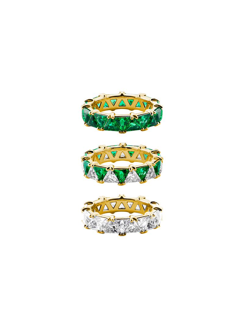 THEODORA DOUBLE TRILLION EMERALD RING STACK, GOLD – Dorsey